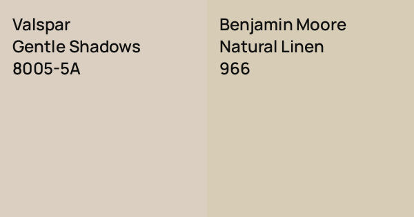 Valspar Gentle Shadows vs. Benjamin Moore Natural Linen comparison