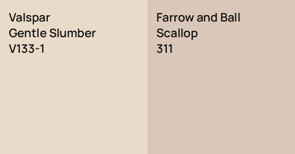 Valspar Gentle Slumber vs. Farrow and Ball Scallop comparison