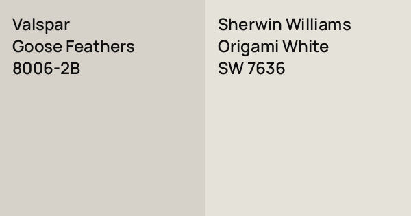Valspar Goose Feathers vs. Sherwin Williams Origami White comparison
