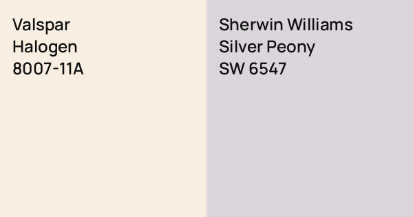 Valspar Halogen vs. Sherwin Williams Silver Peony comparison