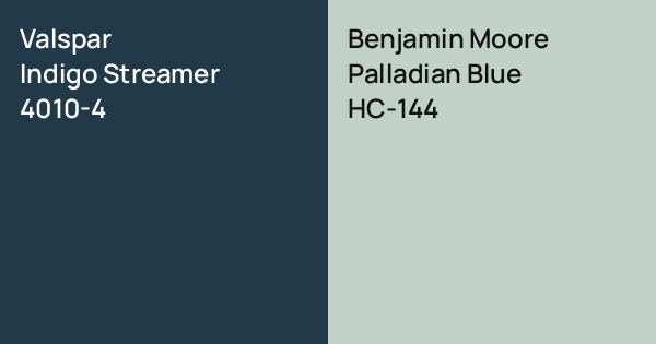 Valspar Indigo Streamer vs. Benjamin Moore Palladian Blue comparison
