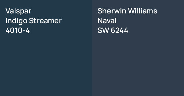 Valspar Indigo Streamer vs. Sherwin Williams Naval comparison