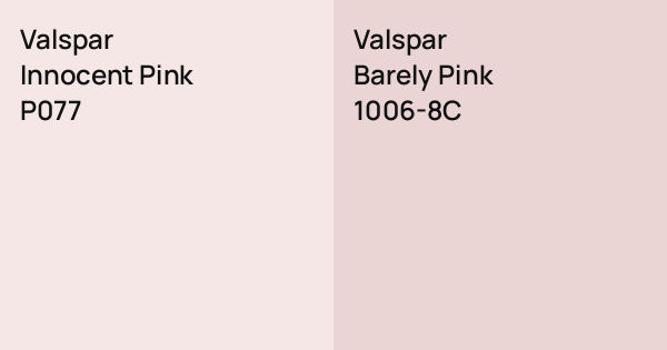 Valspar Innocent Pink vs. Valspar Barely Pink comparison
