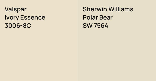 Valspar Ivory Essence vs. Sherwin Williams Polar Bear comparison