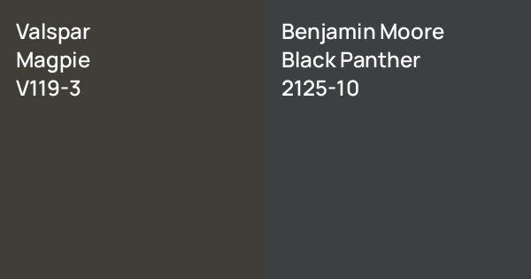 Valspar Magpie vs. Benjamin Moore Black Panther comparison