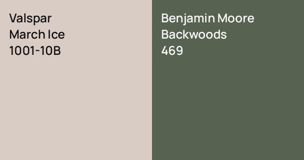 Valspar March Ice vs. Benjamin Moore Backwoods comparison