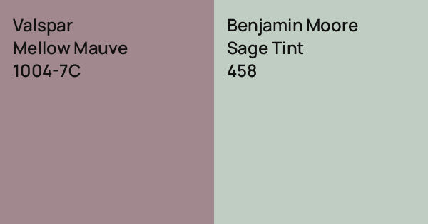 Valspar Mellow Mauve vs. Benjamin Moore Sage Tint comparison