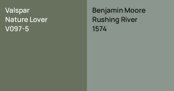 Valspar Nature Lover vs. Benjamin Moore Rushing River comparison