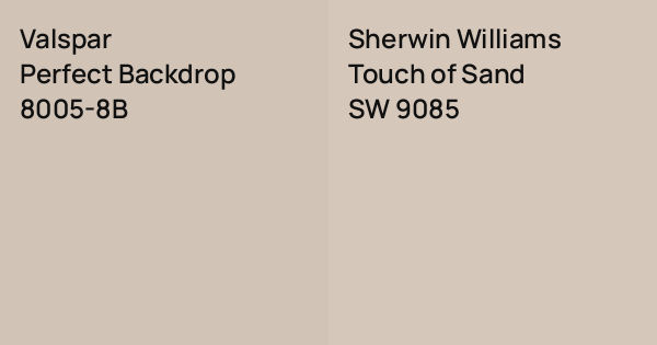 Valspar Perfect Backdrop vs. Sherwin Williams Touch of Sand comparison