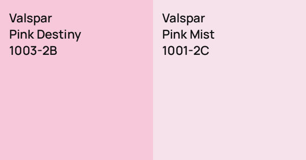 Valspar Pink Destiny vs. Valspar Pink Mist comparison