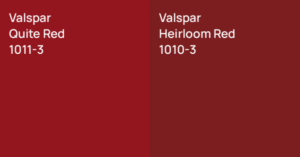 Valspar Quite Red vs. Valspar Heirloom Red comparison