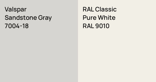 Valspar Sandstone Gray vs. RAL Classic Pure White comparison