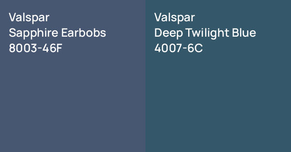 Valspar Sapphire Earbobs vs. Valspar Deep Twilight Blue comparison