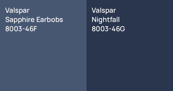 Valspar Sapphire Earbobs vs. Valspar Nightfall comparison