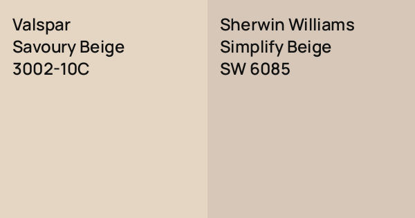 Valspar Savoury Beige vs. Sherwin Williams Simplify Beige comparison
