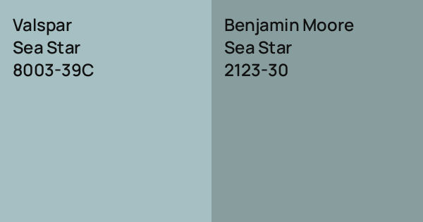 Valspar Sea Star vs. Benjamin Moore Sea Star comparison