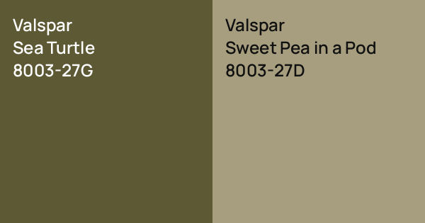 Valspar Sea Turtle vs. Valspar Sweet Pea in a Pod comparison