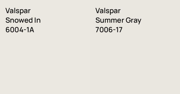 Valspar Snowed In vs. Valspar Summer Gray comparison