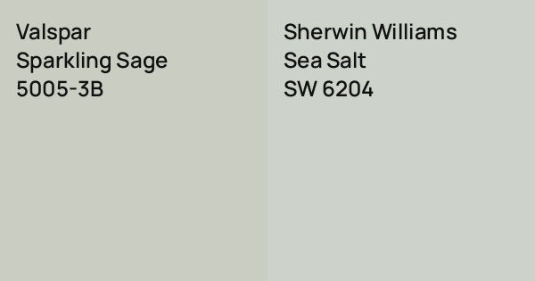 Valspar Sparkling Sage vs. Sherwin Williams Sea Salt comparison