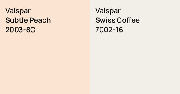 Valspar Subtle Peach vs. Valspar Swiss Coffee comparison