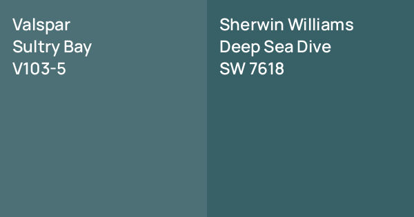 Valspar Sultry Bay vs. Sherwin Williams Deep Sea Dive comparison