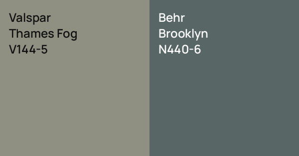 Valspar Thames Fog vs. Behr Brooklyn comparison