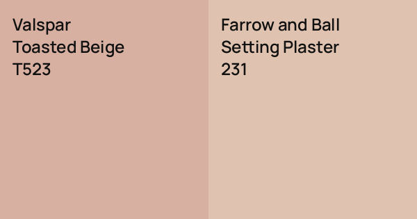 Valspar Toasted Beige vs. Farrow and Ball Setting Plaster comparison