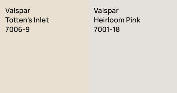 Valspar Totten's Inlet vs. Valspar Heirloom Pink comparison