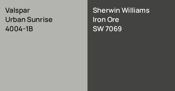 Valspar Urban Sunrise vs. Sherwin Williams Iron Ore comparison