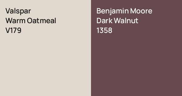 Valspar Warm Oatmeal vs. Benjamin Moore Dark Walnut comparison