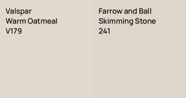 Valspar Warm Oatmeal vs. Farrow and Ball Skimming Stone comparison