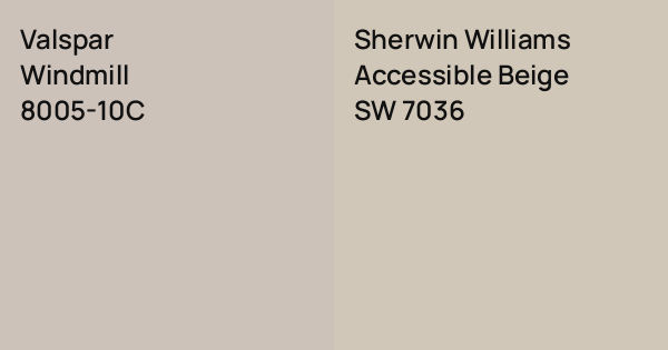 Valspar Windmill vs. Sherwin Williams Accessible Beige comparison