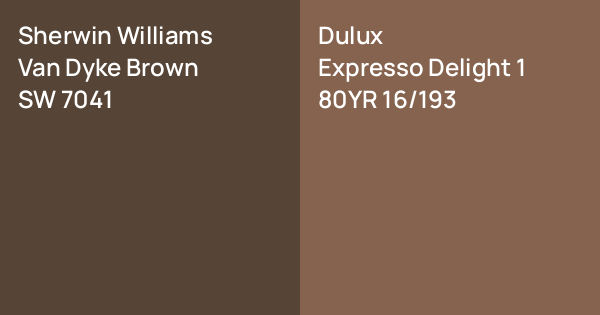 Sherwin Williams Van Dyke Brown vs. Dulux Expresso Delight 1 comparison