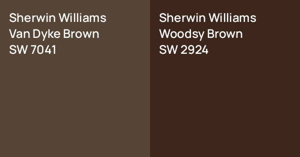 Sherwin Williams Van Dyke Brown vs. Sherwin Williams Woodsy Brown comparison
