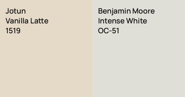 Jotun Vanilla Latte vs. Benjamin Moore Intense White comparison
