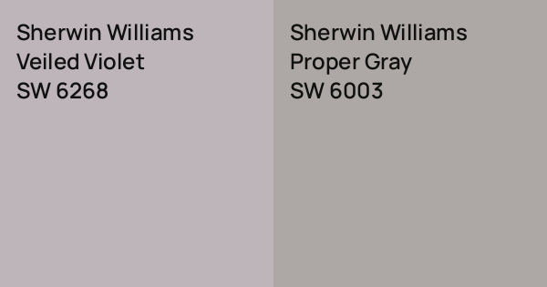 Sherwin Williams Veiled Violet vs. Sherwin Williams Proper Gray comparison