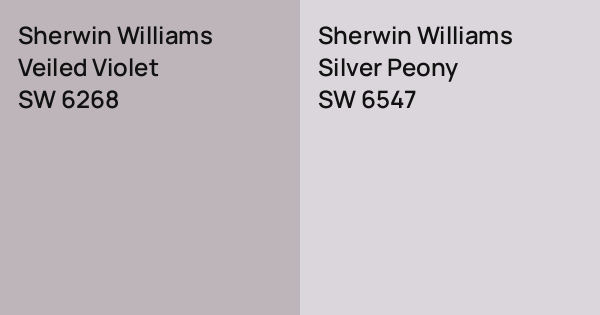 Sherwin Williams Veiled Violet vs. Sherwin Williams Silver Peony comparison