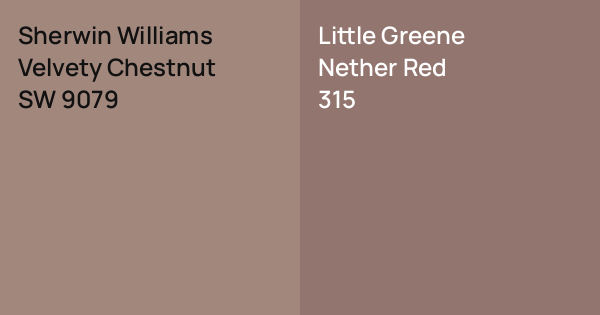 Sherwin Williams Velvety Chestnut vs. Little Greene Nether Red comparison