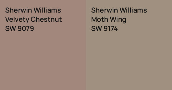 Sherwin Williams Velvety Chestnut vs. Sherwin Williams Moth Wing comparison