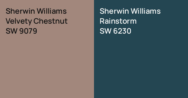 Sherwin Williams Velvety Chestnut vs. Sherwin Williams Rainstorm comparison