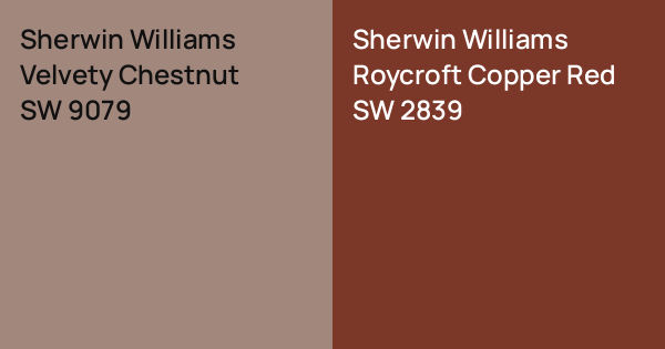 Sherwin Williams Velvety Chestnut vs. Sherwin Williams Roycroft Copper ...