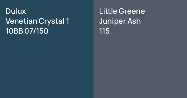 Dulux Venetian Crystal 1 vs. Little Greene Juniper Ash comparison