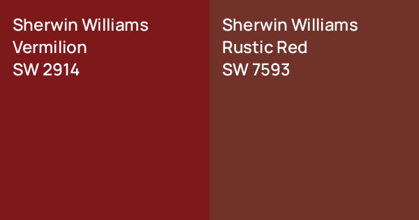 Sherwin Williams Vermilion vs. Sherwin Williams Rustic Red comparison