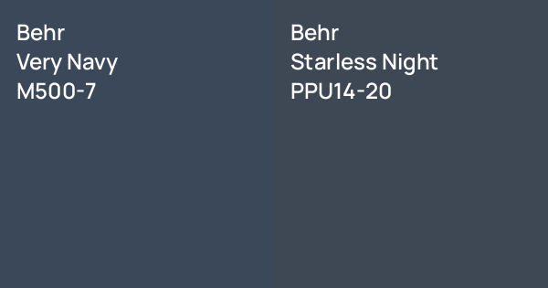 Behr Very Navy vs. Behr Starless Night comparison