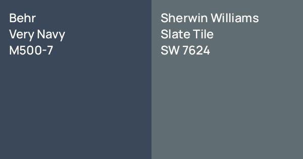 Behr Very Navy vs. Sherwin Williams Slate Tile comparison