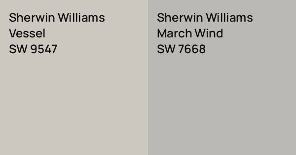 Sherwin Williams Vessel vs. Sherwin Williams March Wind comparison