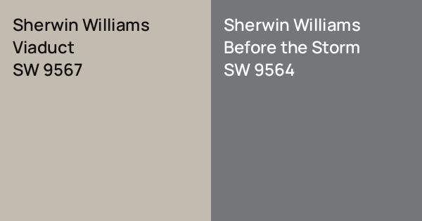 Sherwin Williams Viaduct vs. Sherwin Williams Before the Storm comparison