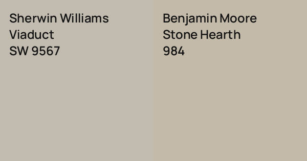 Sherwin Williams Viaduct vs. Benjamin Moore Stone Hearth comparison