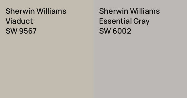 Sherwin Williams Viaduct vs. Sherwin Williams Essential Gray comparison