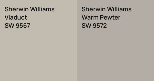 Sherwin Williams Viaduct vs. Sherwin Williams Warm Pewter comparison